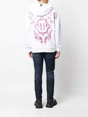 Philipp Plein Chrome Logo Hoodie - White