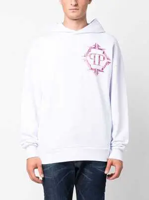 Philipp Plein Chrome Logo Hoodie - White
