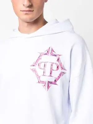 Philipp Plein Chrome Logo Hoodie - White
