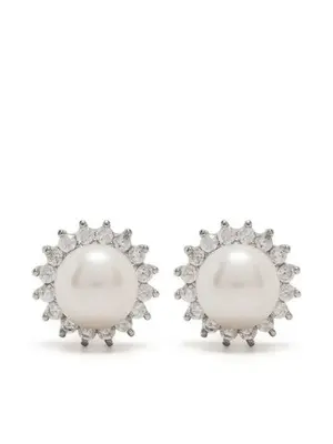 HZMER JEWELLERY Pearl Stud Earrings - Silver