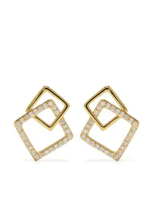 HZMER JEWELLERY Geometric Rhinestone-embellished Earrings - Gold