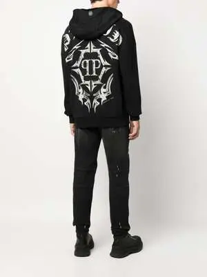 Philipp Plein Chrome Logo-print Hoodie - Black