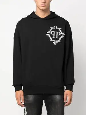 Philipp Plein Chrome Logo-print Hoodie - Black