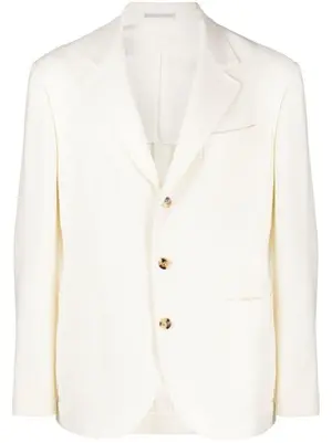 Brunello Cucinelli Single-breasted Wool-blend Blazer - White
