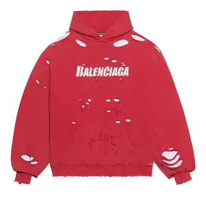 Balenciaga Destroyed Hoodie - Red