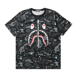 A BATHING APE Space Camo Shark Tee - Black