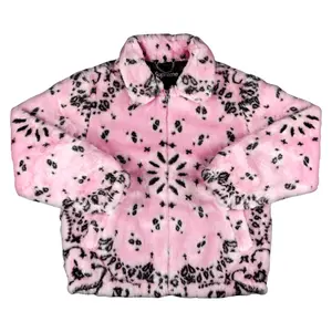 Supreme Bandana Faux Fur Bomber Jacket - Pink | Editorialist