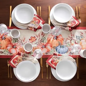 ELRENE HOME FASHIONS Botanical Harvest Pumpkin Engineered Table Runner, 13 X 70 - Multi