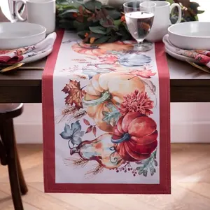ELRENE HOME FASHIONS Botanical Harvest Pumpkin Engineered Table Runner, 13 X 70