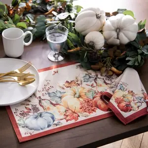 ELRENE HOME FASHIONS Botanical Harvest Pumpkin Engineered Placemats, Set Of 4