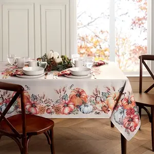 ELRENE HOME FASHIONS Botanical Harvest Pumpkin Engineered Tablecloth, 60 X 120 - Multi