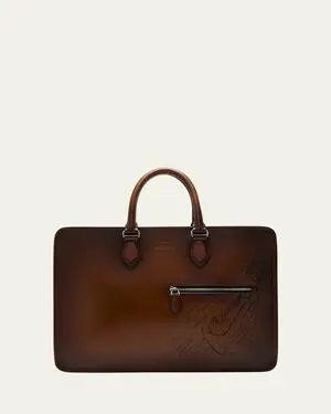 Berluti Deux Jours Scritto Swipe Leather Briefcase