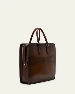 Berluti Deux Jours Scritto Swipe Leather Briefcase