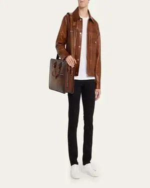 Berluti Deux Jours Scritto Swipe Leather Briefcase