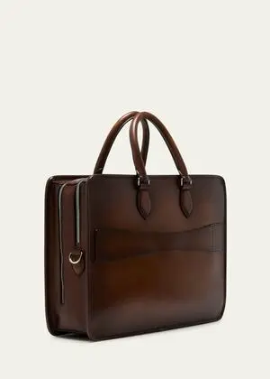 Berluti Deux Jours Scritto Swipe Leather Briefcase