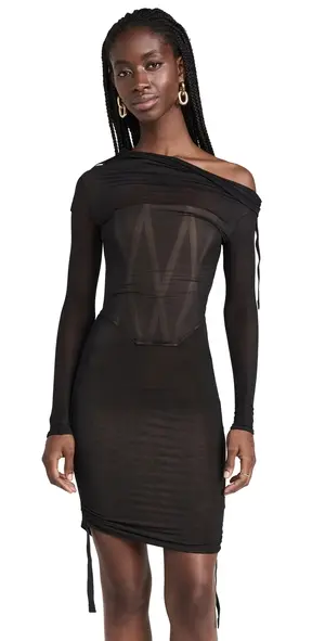 DION LEE Hosiery Overlay Gathered Dress