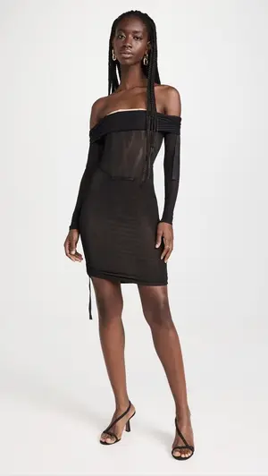 DION LEE Hosiery Overlay Gathered Dress