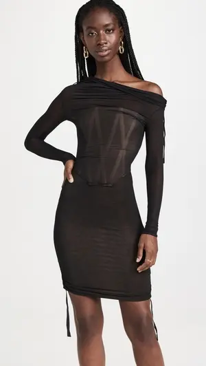 DION LEE Hosiery Overlay Gathered Dress