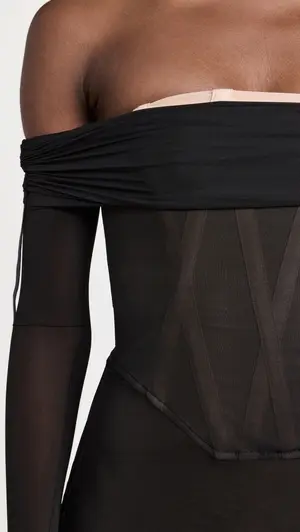 DION LEE Hosiery Overlay Gathered Dress