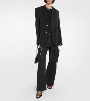 DION LEE Lace-trimmed Wool Blazer - Black