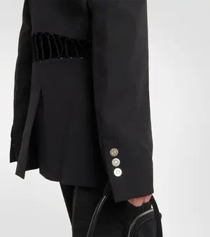 DION LEE Lace-trimmed Wool Blazer - Black