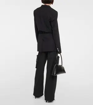 DION LEE Lace-trimmed Wool Blazer - Black