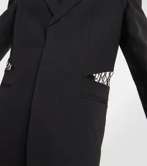 DION LEE Lace-trimmed Wool Blazer - Black