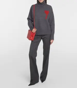 AMI Paris De Cœur Wool Turtleneck Sweater - Grey