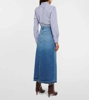 FRAME The Midaxi Denim Midi Skirt - Blue