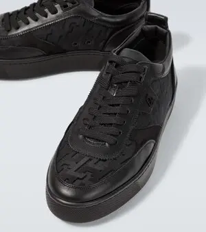 CHRISTIAN LOUBOUTIN Happyrui Leather-trimmed Sneakers - Black