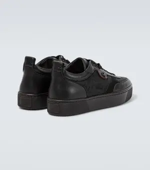 CHRISTIAN LOUBOUTIN Happyrui Leather-trimmed Sneakers - Black
