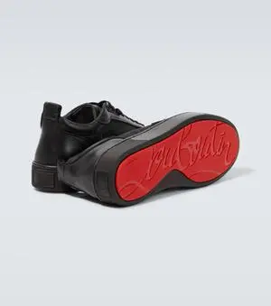 CHRISTIAN LOUBOUTIN Happyrui Leather-trimmed Sneakers - Black