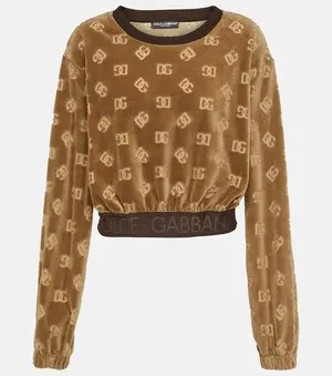 Dolce & Gabbana Dg Cropped Velvet Sweatshirt