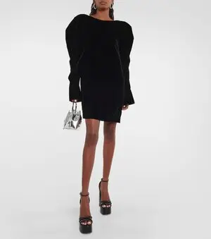 Nina Ricci Velvet Puff-sleeve Mini Dress