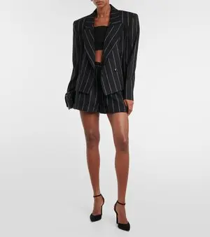 THE MANNEI Kudebi Pinstripe Wool Shorts