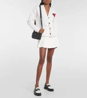 AMI Paris De Coeur Virgin Wool Cardigan - White
