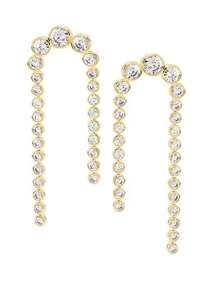 Adriana Orsini Basel 18k--plated & Cubic Zirconia Linear Double-drop Earrings - Gold