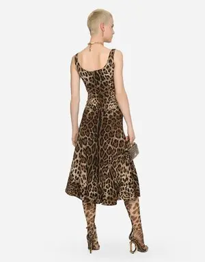 Dolce & Gabbana Leopard-print Cady Calf-length Dress
