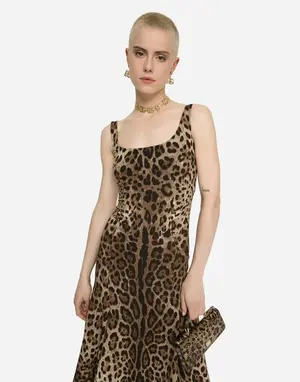 Dolce & Gabbana Leopard-print Cady Calf-length Dress