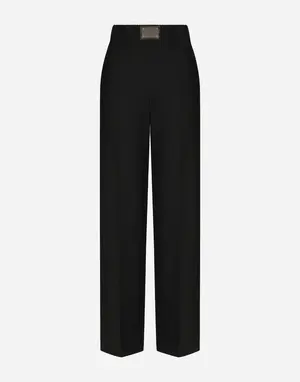 Dolce & Gabbana Flared Wool Pants With Logo Tag