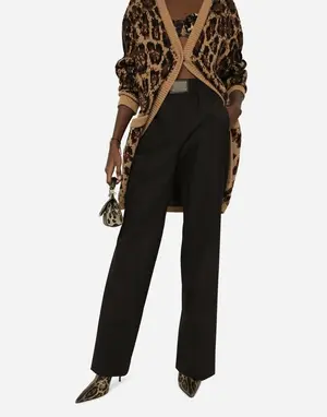 Dolce & Gabbana Flared Wool Pants With Logo Tag