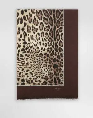 Dolce & Gabbana Leopard-print Modal And Cashmere Scarf - Brown