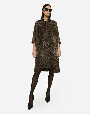 Dolce & Gabbana Wool Midi Dress With Jacquard Leopard Design - Multicolor