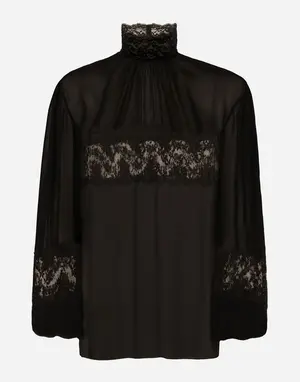 Dolce & Gabbana Silk Georgette And Lace Blouse