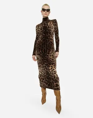 Dolce & Gabbana Jacquard Leopard Chenille Long Dress - Multicolor