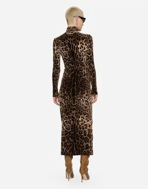 Dolce & Gabbana Jacquard Leopard Chenille Long Dress - Multicolor