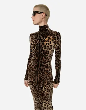 Dolce & Gabbana Jacquard Leopard Chenille Long Dress - Multicolor