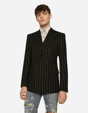 Dolce & Gabbana Pinstripe Double-breasted Stretch Wool Jacket - Multicolor