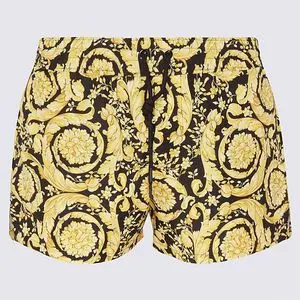 Versace Black And Gold Baroque Swim Shorts - Goldblack