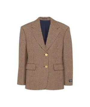 Prada Prada Pied De Poule Single-Breasted Jacket - Tabacco
